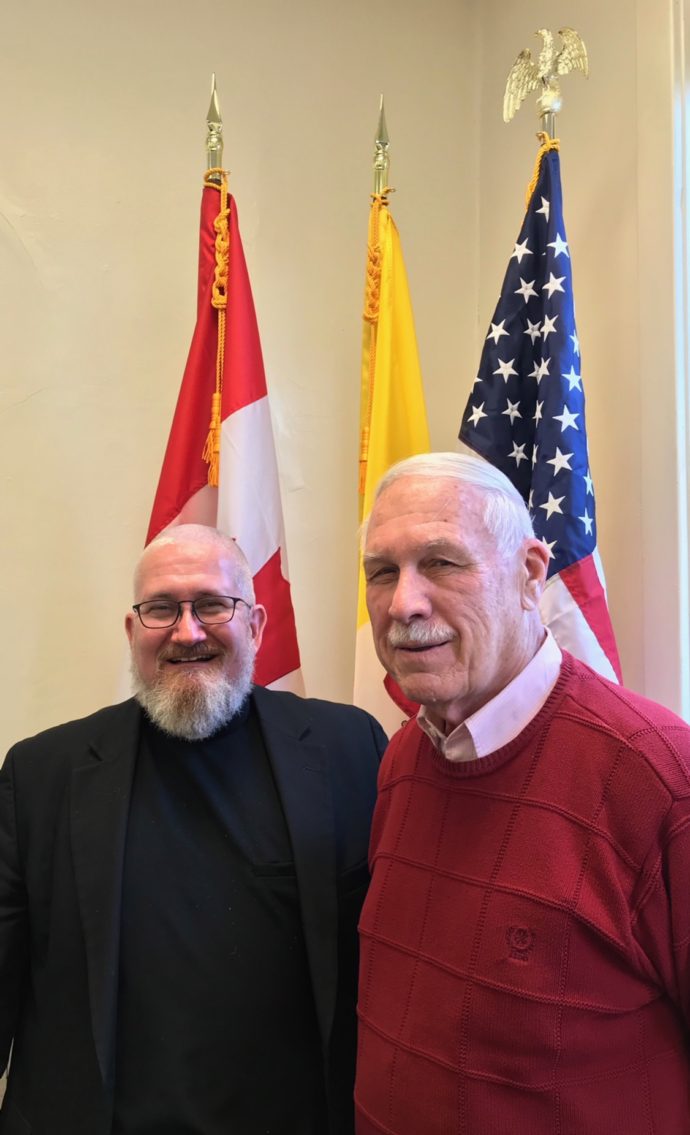 Father Blazek greets a visitor - Pope's Worldwide Prayer Network